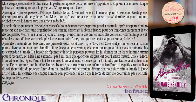 Les Protecteurs #1 – Absolution – Sloane Kennedy | Mon Paradis des Livres